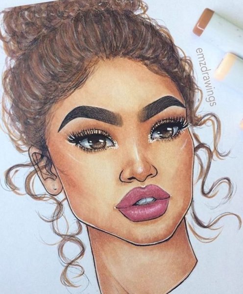 Рисунки лица девочки маркерами (50 фото) » Рисунки для срисовки и не только